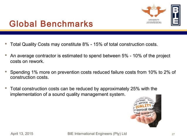 Design of a Prevention, Appraisal and Failure Cost Model | PPT
