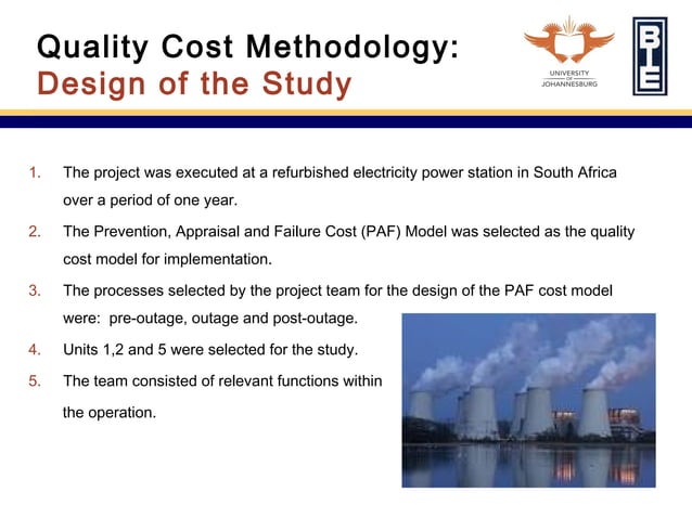 Design of a Prevention, Appraisal and Failure Cost Model | PPT