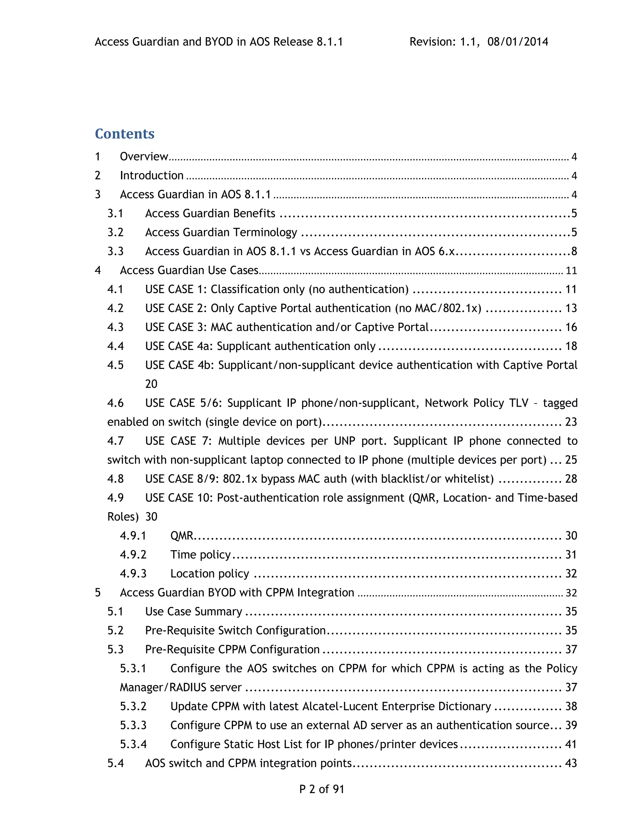 Alcatel-Lucent OmniSwitch 6860/E AOS 8.1.1 Access Guardian and BYOD ...