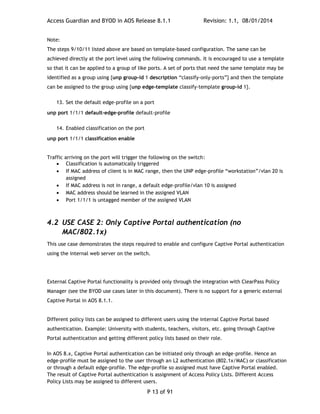 Alcatel-Lucent OmniSwitch 6860/E AOS 8.1.1 Access Guardian and BYOD ...