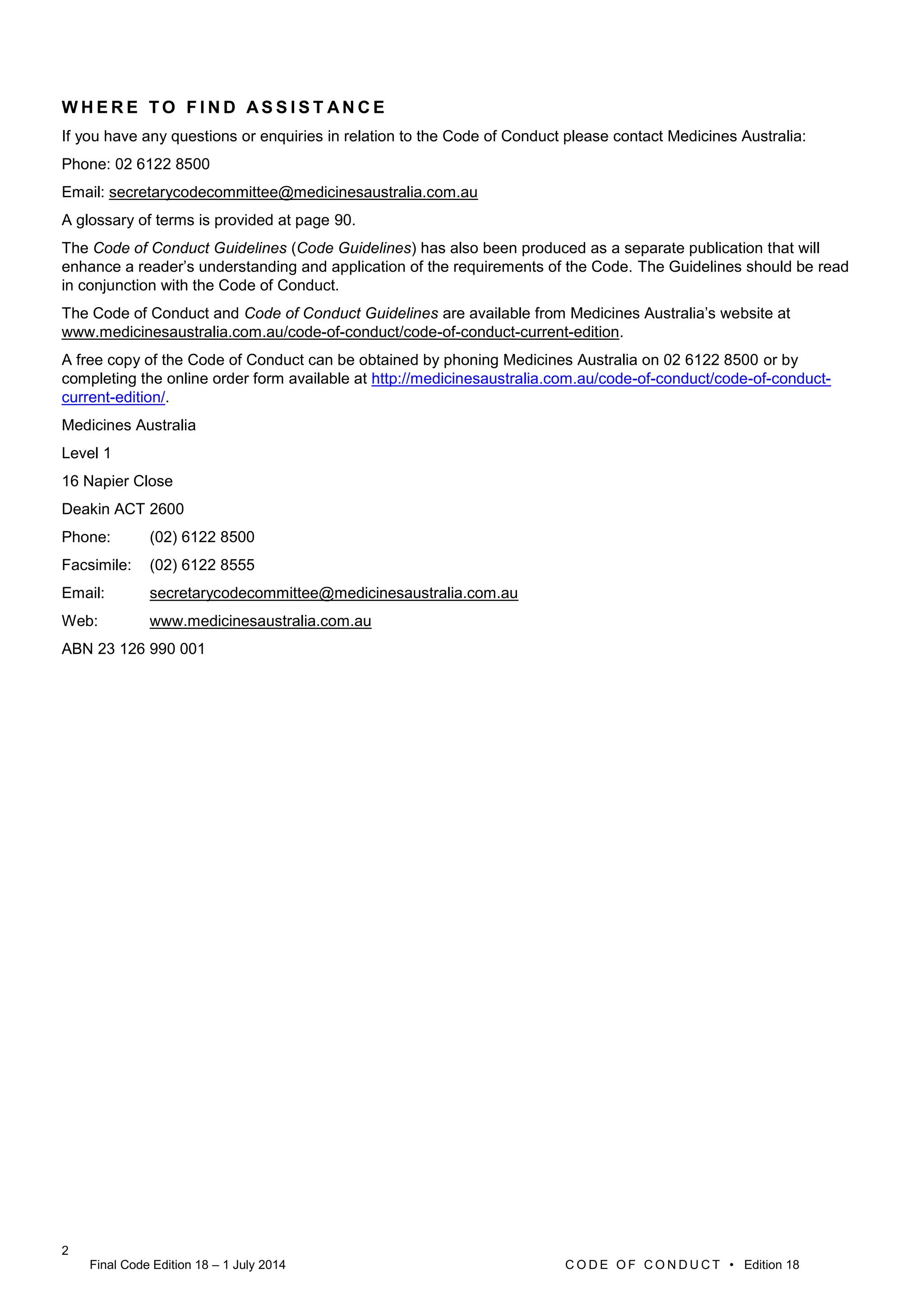 The Medicines Australia Code of Conduct | PDF