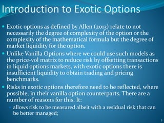 Managing Exotic Options Risk | PDF