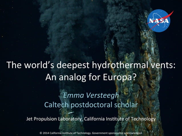 The world’s deepest hydrothermal vents: An analog for Europa? | PDF ...