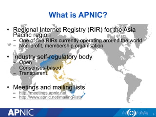 APNIC Regional Update: PacINET 2014 | PDF | Internet | Computing
