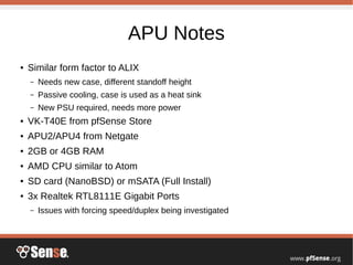 Alix to APU Conversion - pfSense Hangout October 2014 | PPT