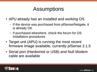 Alix to APU Conversion - pfSense Hangout October 2014 | PPT