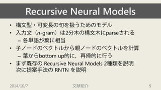 文献紹介：Recursive Deep Models for Semantic Compositionality Over a Sentiment Treebank | PPT