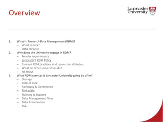 Introduction to Research Data Management at Lancaster University | PPTX