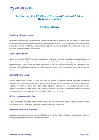 Reinforcing the EDMA and Eucomed Codes of Ethical Business Practice | PDF