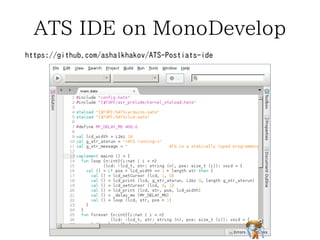 Metasepi team meeting #20: Start! ATS programming on MCU | PDF