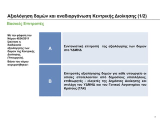 Αξιολόγηση δομών και αναδιοργάνωση Κεντρικής Διοίκησης 2014 | PPT