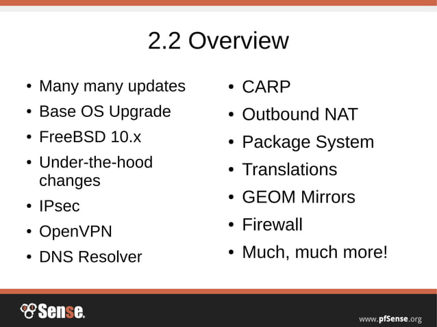 pfSense 2.2 Preview - pfSense Hangout November 2014 | PPT