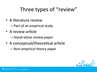 How to write (and publish) a literature review | PDF