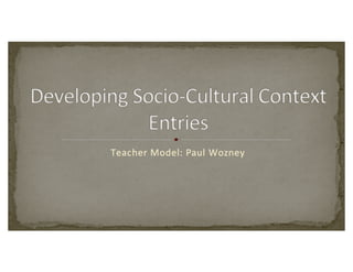 Independent Reading Portfolio: Introduction to Sociocultural Context | PPT