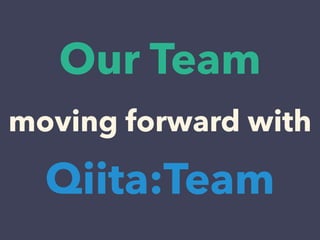 Our Team moving forward with Qiita:Team | PPT