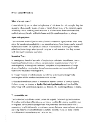 Breast Cancer Detection | PDF