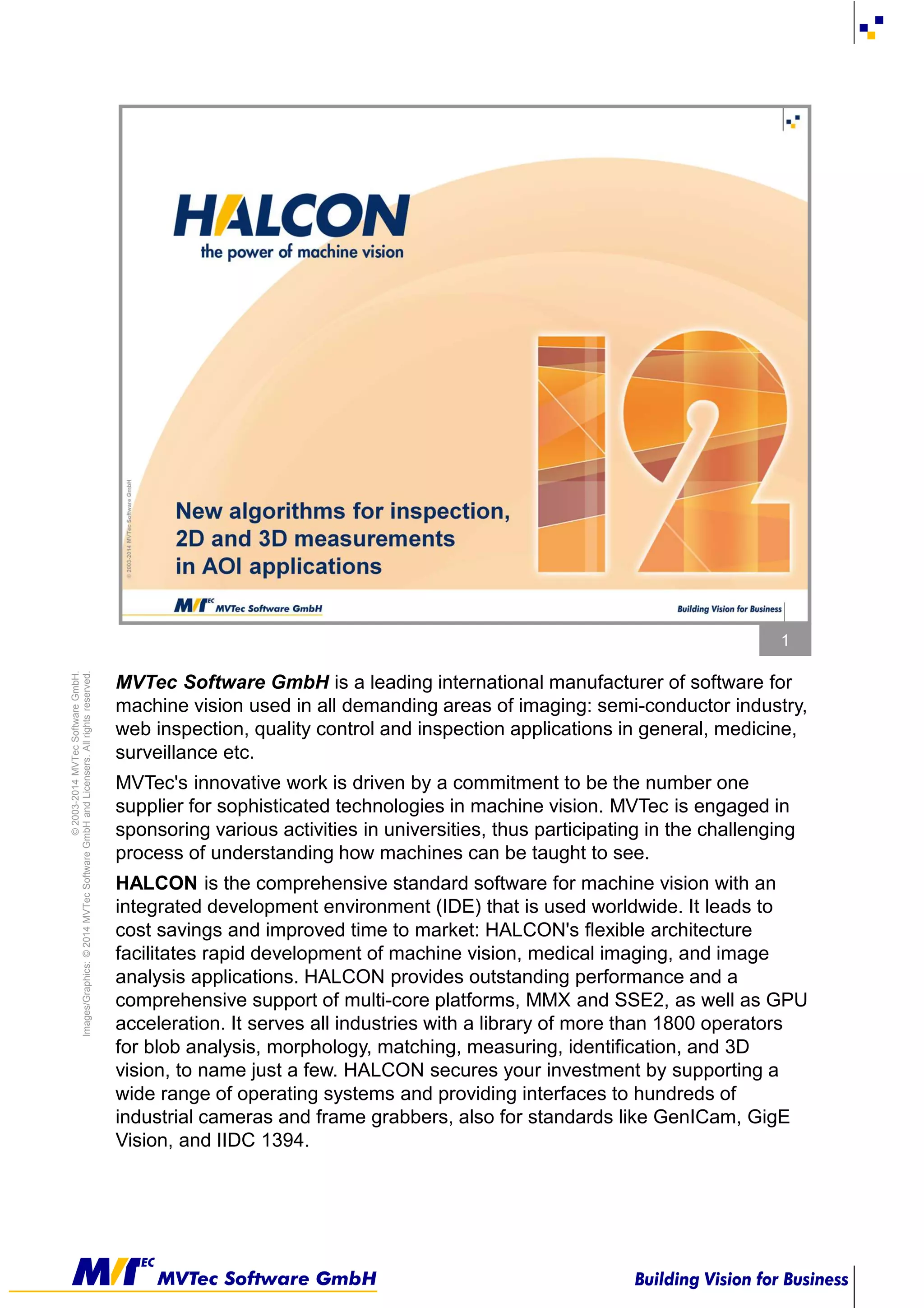檢測的新演算法 AOI應用面 2D及3D量測 – HALCON 12-新亞洲儀器 | PDF