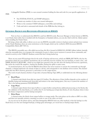 RMAN in 12c: The Next Generation (WP) | PDF