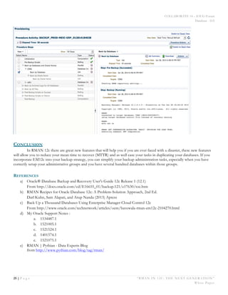 RMAN in 12c: The Next Generation (WP) | PDF