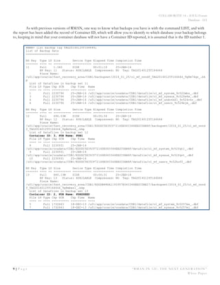 RMAN in 12c: The Next Generation (WP) | PDF