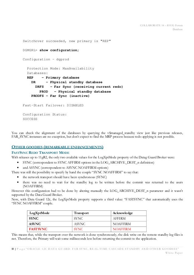 ORACLE 12C DATA GUARD: FAR SYNC, REAL-TIME CASCADE STANDBY AND OTHER
