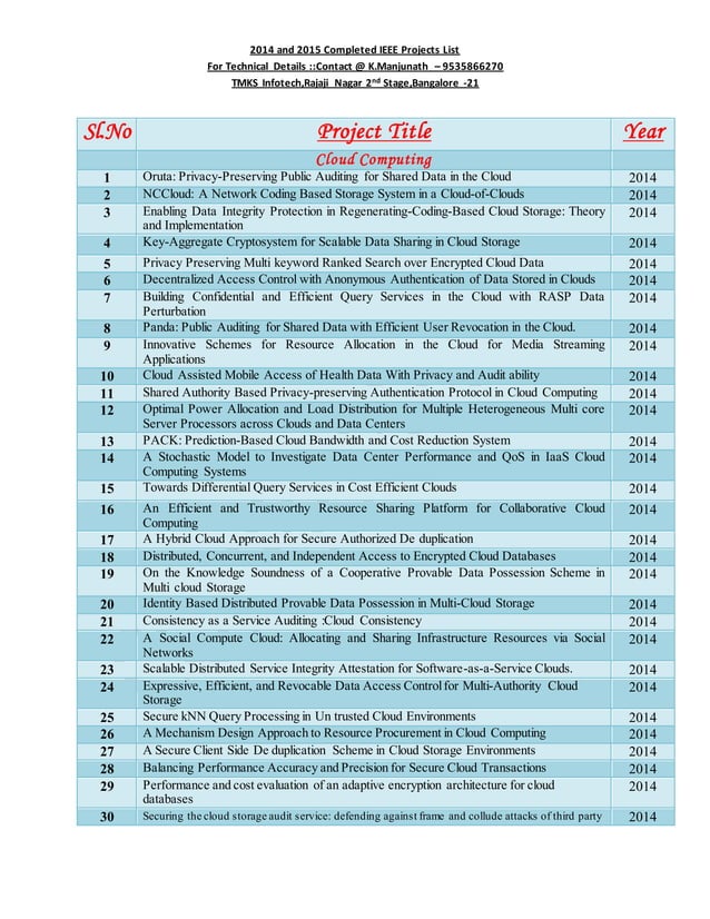 2014 and 2015 IEEE Projects | PDF