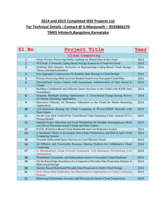 Network Security ,2014 and 2015 ieee projects list @ TMKS Infotech | DOCX
