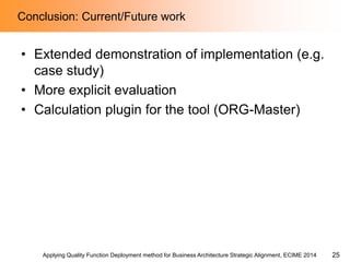 Applying Quality Function Deployment method for business architecture alignment | PPT