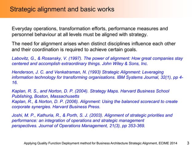 Applying Quality Function Deployment method for business architecture alignment | PPT