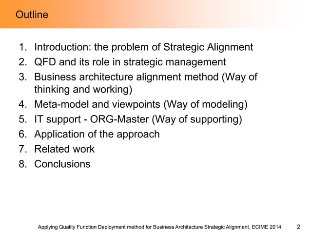 Applying Quality Function Deployment method for business architecture alignment | PPT