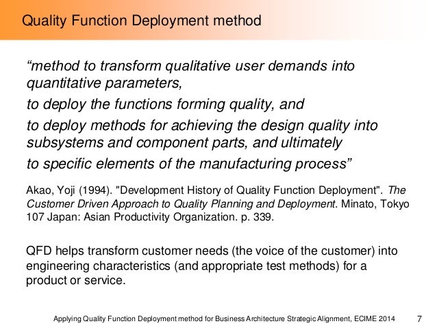 Applying Quality Function Deployment method for business architecture…