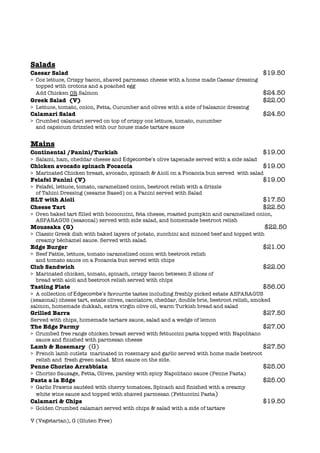 Edgecombe Brothers' Cafe 2014 August Menu - Lunch | PDF | Free Download