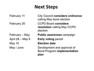 2014 Bond Program Election Presentation | PDF