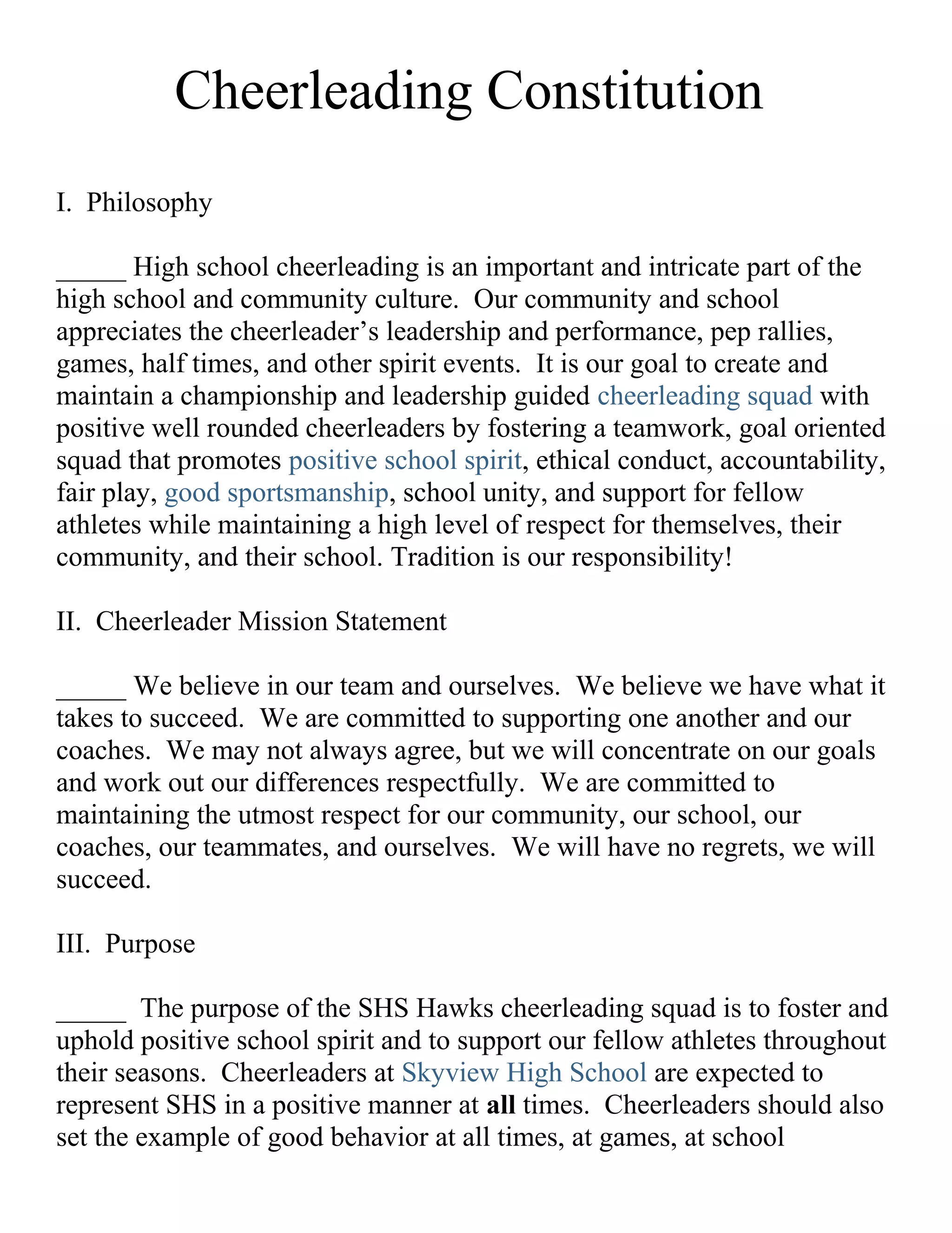 2014 cheer constitution | PDF