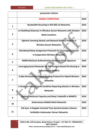 2014-15 Dotnet IEEE Titles List | PDF