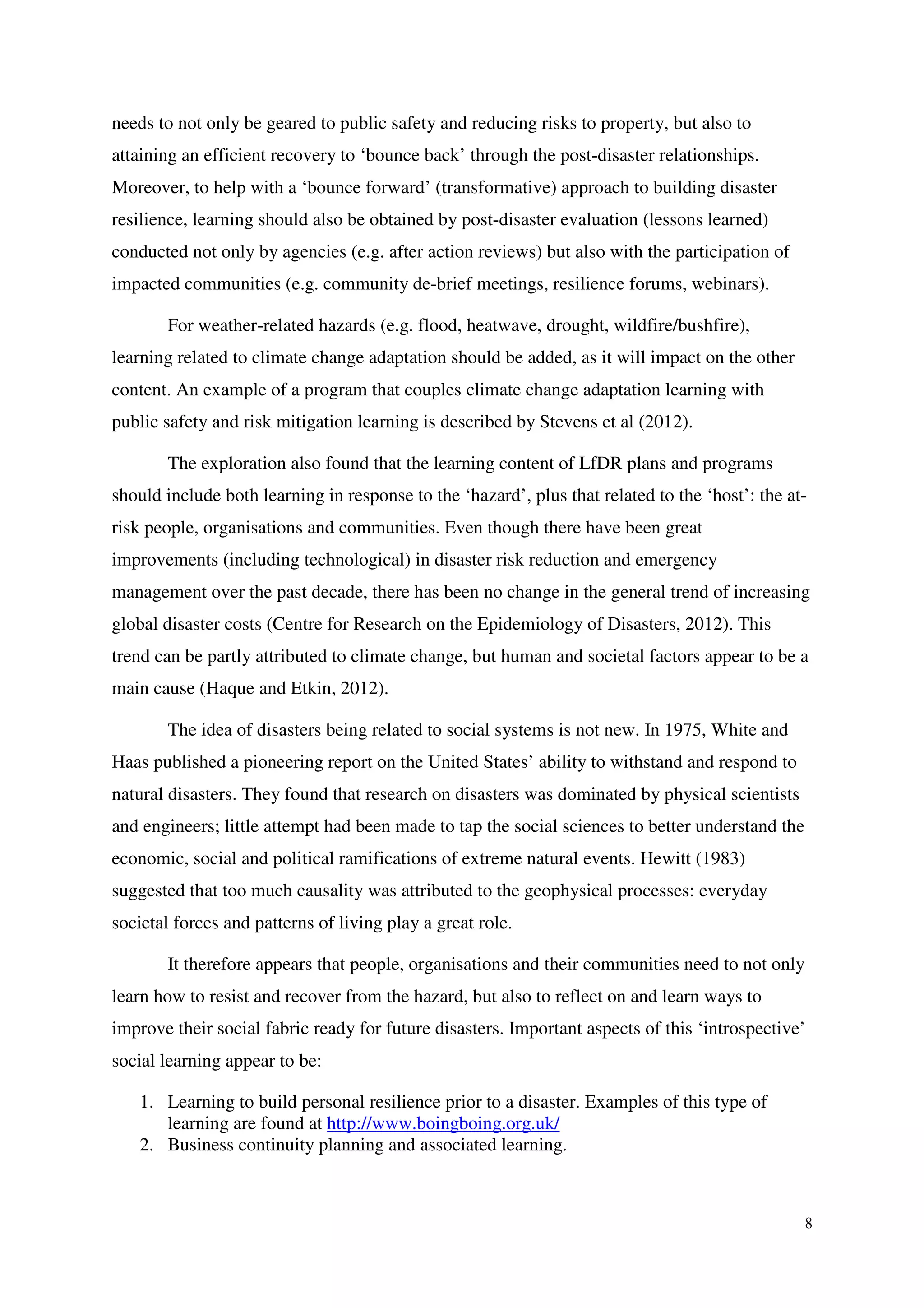 Paper: What is disaster resilience education? | PDF