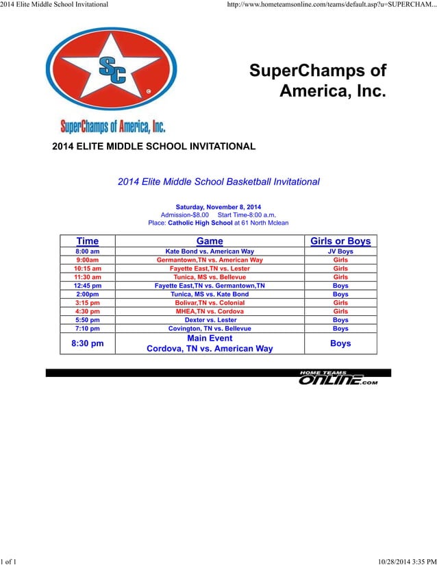 2014 Elite Middle School Invitational | PDF