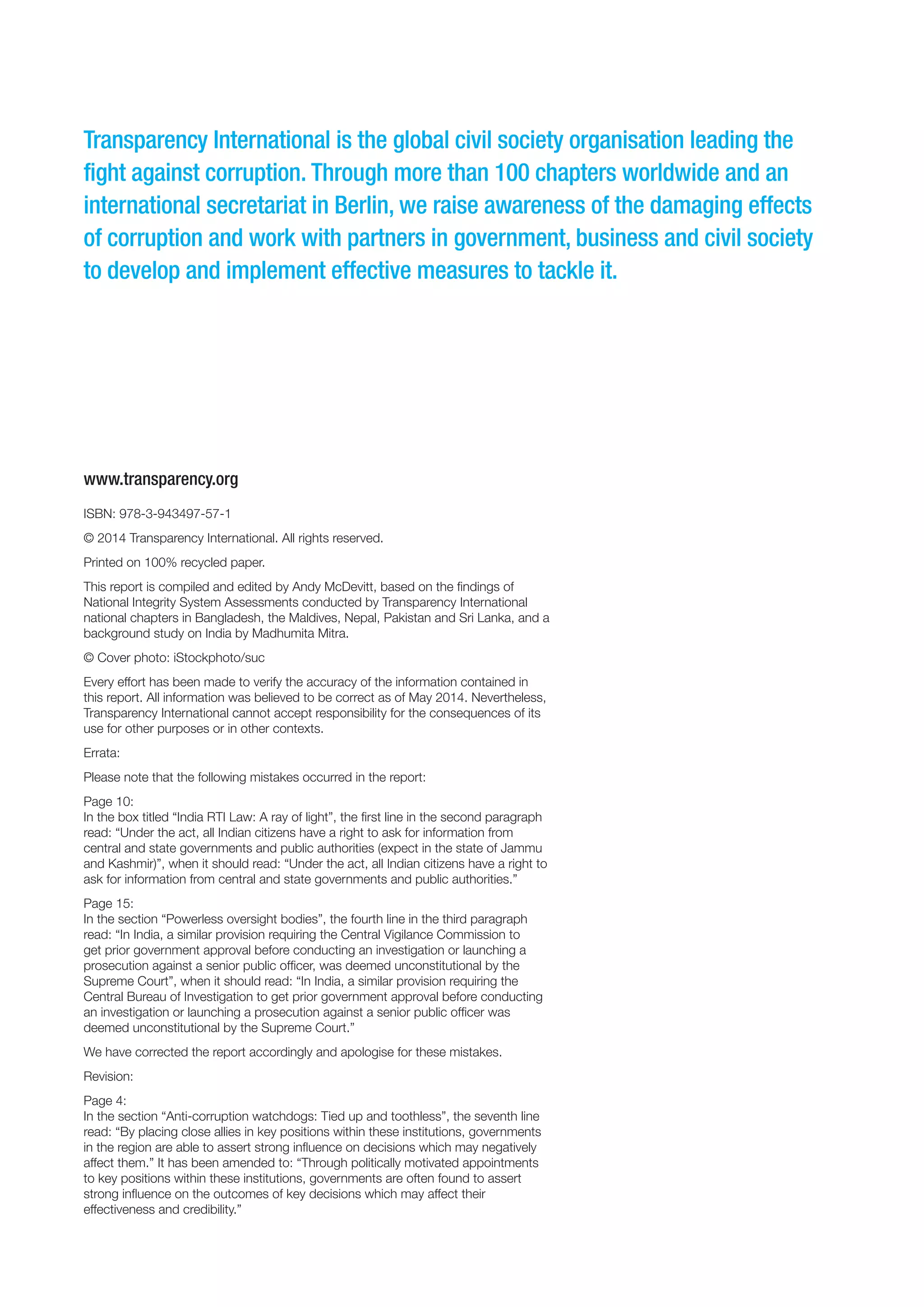 FIGHTING CORRUPTION IN SOUTH ASIA: BUILDING ACCOUNTABILITY | PDF