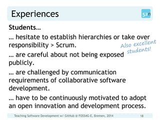 Open Source and GitHub for Teaching with Software Development Projects | PPTX