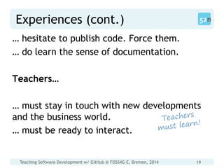 Open Source and GitHub for Teaching with Software Development Projects | PPTX