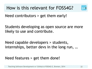 Open Source and GitHub for Teaching with Software Development Projects | PPTX
