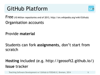 Open Source and GitHub for Teaching with Software Development Projects | PPTX