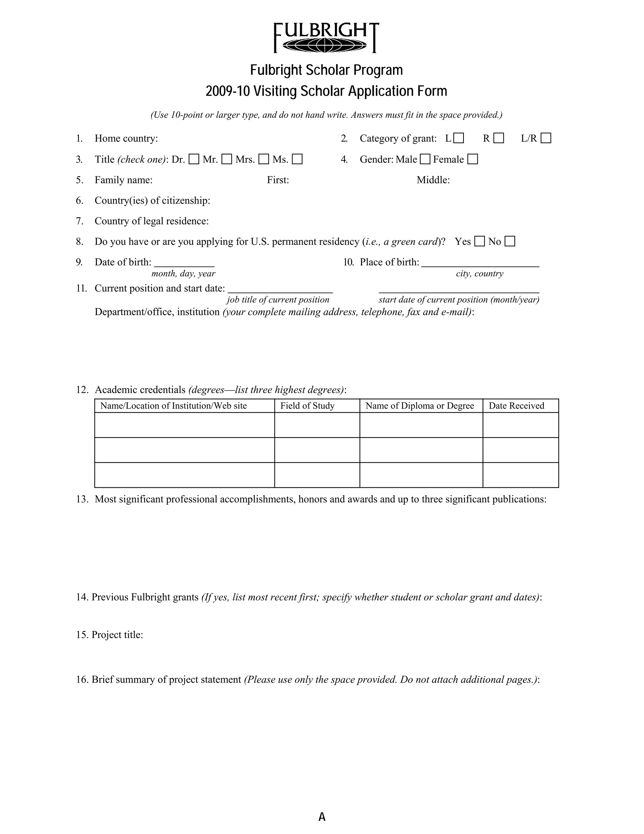2014 fulbright scholar application | PDF