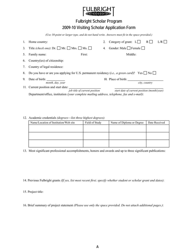 2014 fulbright scholar application | PDF
