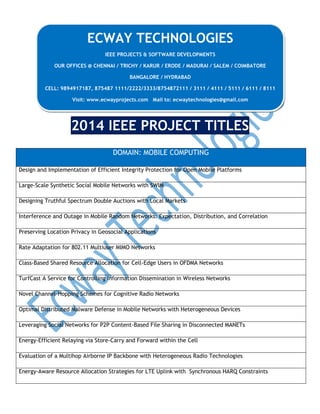 2014 ieee .net project titles | DOCX | Computer Networking | Computing