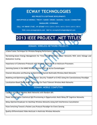 2014 ieee project dotnet titles | PDF