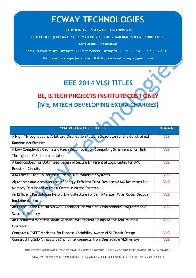 2014 Ieee Vlsi Project Titles
