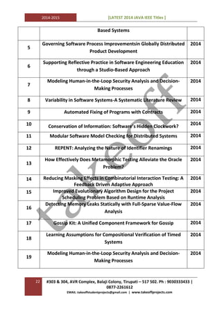 2014-15 Java IEEE Titles List | DOCX