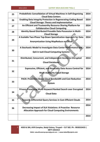 2014-15 Java IEEE Titles List | DOCX