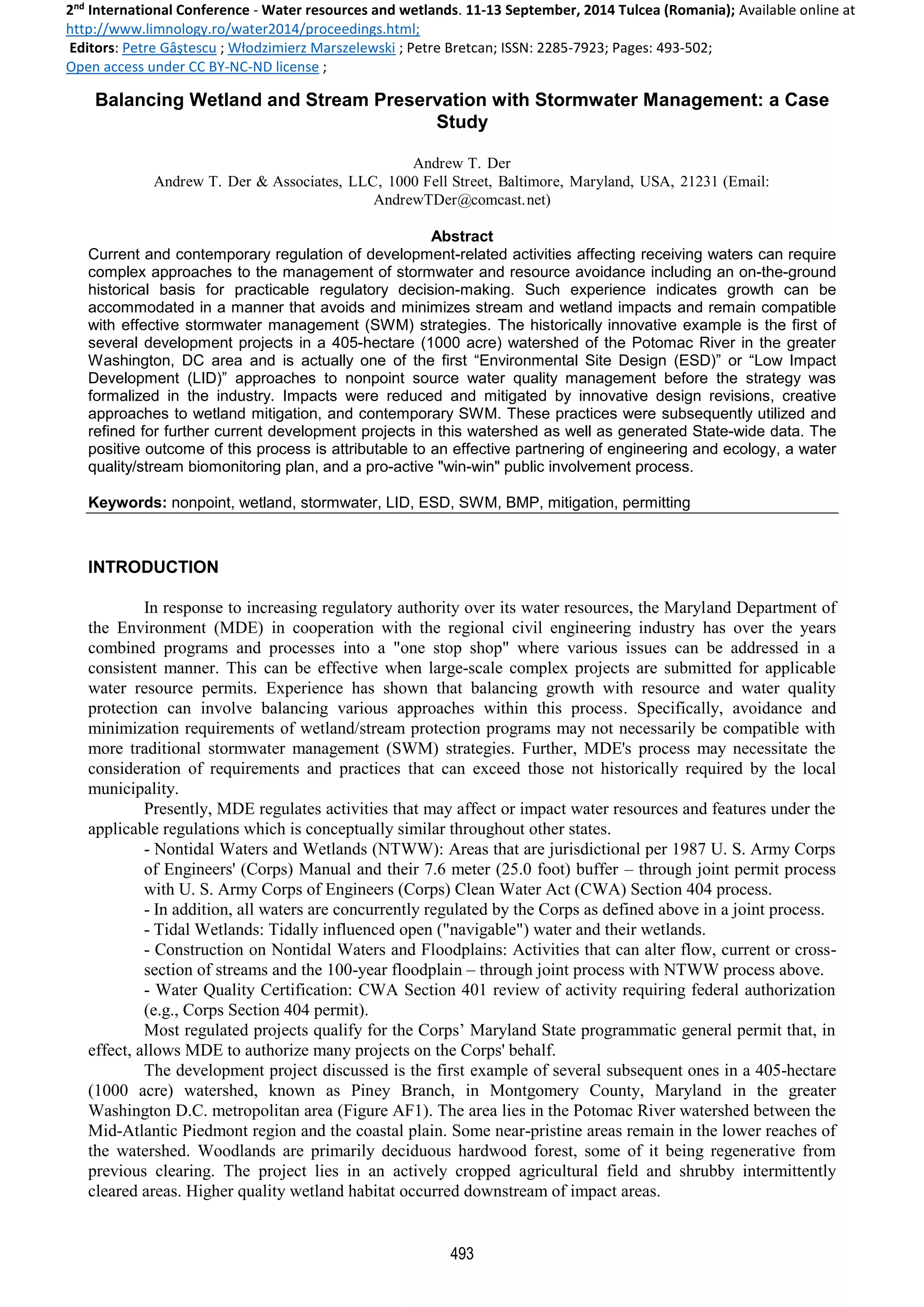 Wetlands and Stormwater Management | PDF